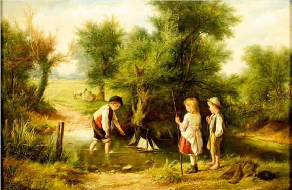 Reuben Hunt | Children with Toy Boats | MutualArt