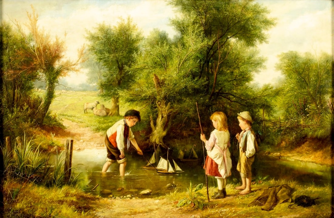Reuben Hunt | Children with Toy Boats | MutualArt