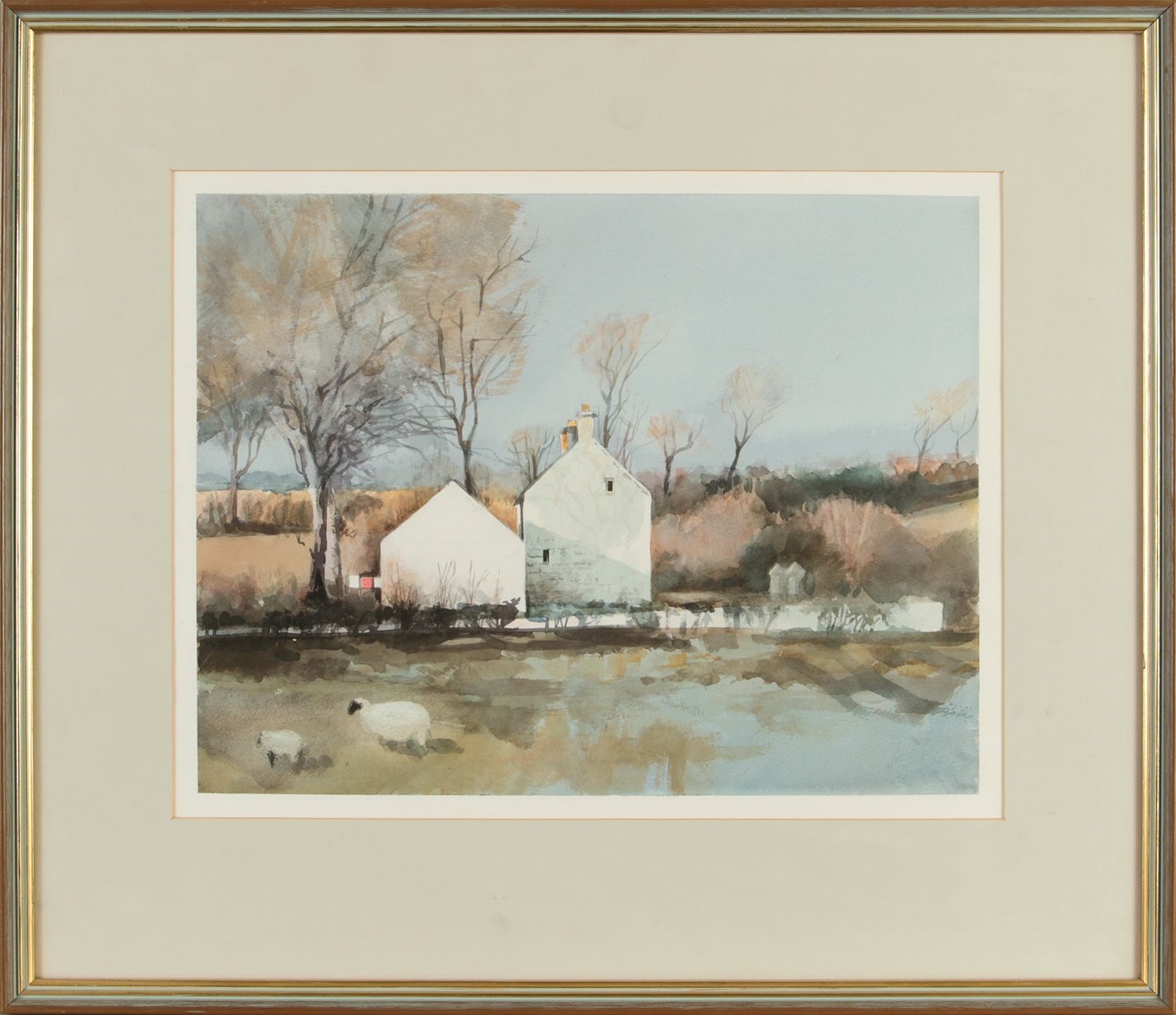 David Evans | SHEEP BY FARM BUILDINGS | MutualArt