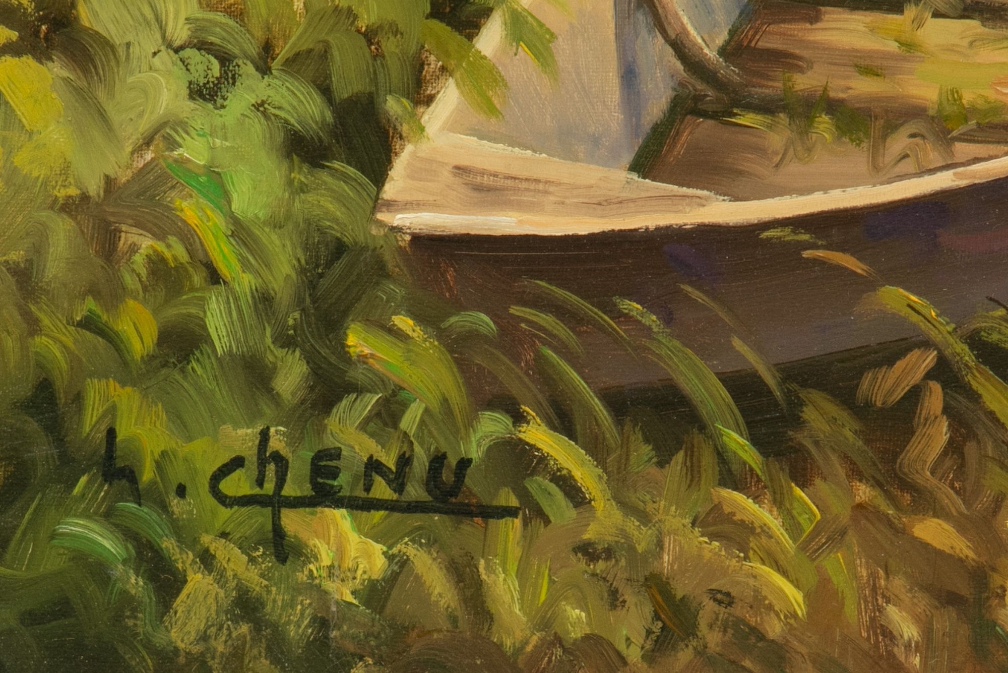 Lucien Chenu | Marais Poitevin with Rowboat (1970) | MutualArt