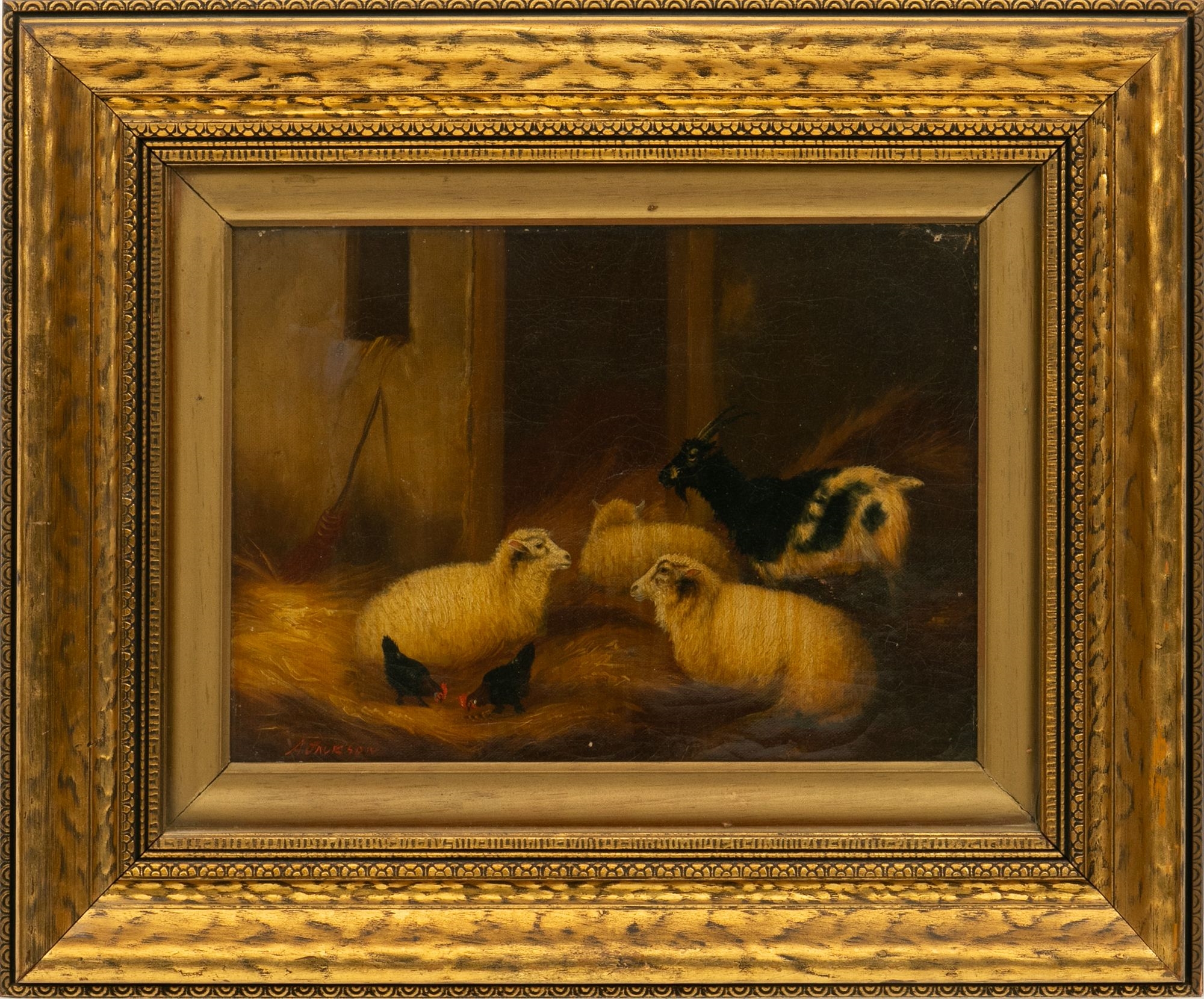 A. Jackson | Sheep Resting in a Barn | MutualArt