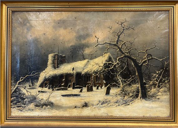 Nils Hans Christiansen | The Church Cemetery in Winter | MutualArt