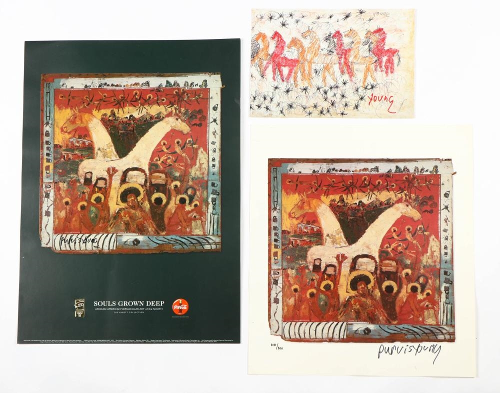 Young Purvis | Three Purvis Young Signed Outsider Art Posters | Compare ...