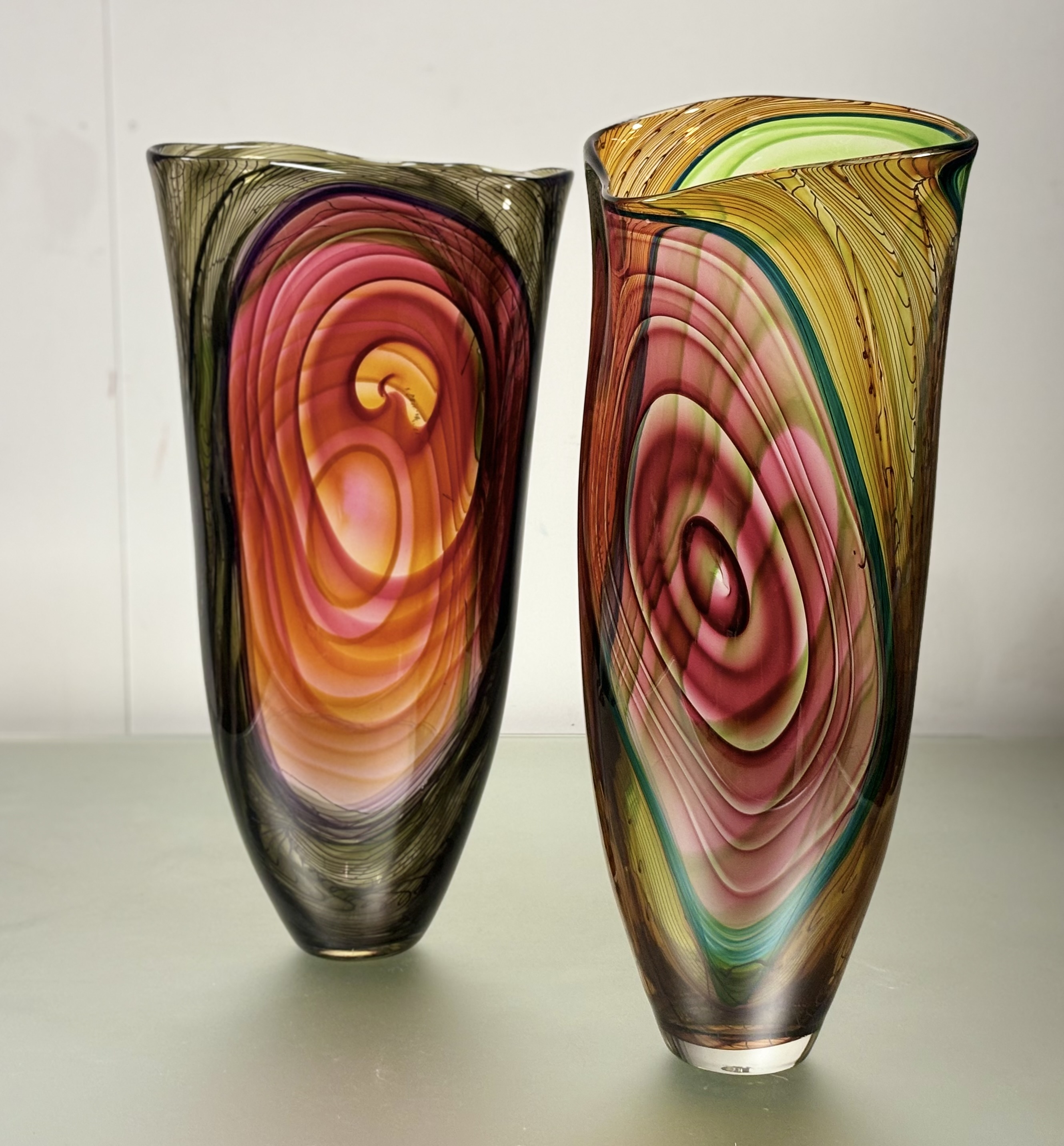 Bob Crooks | An impressive pair of art glass free-form vases with multi ...