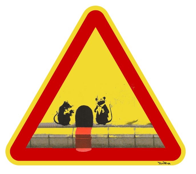 Brain Roy | Sidewalk rats panel after Banksy | MutualArt