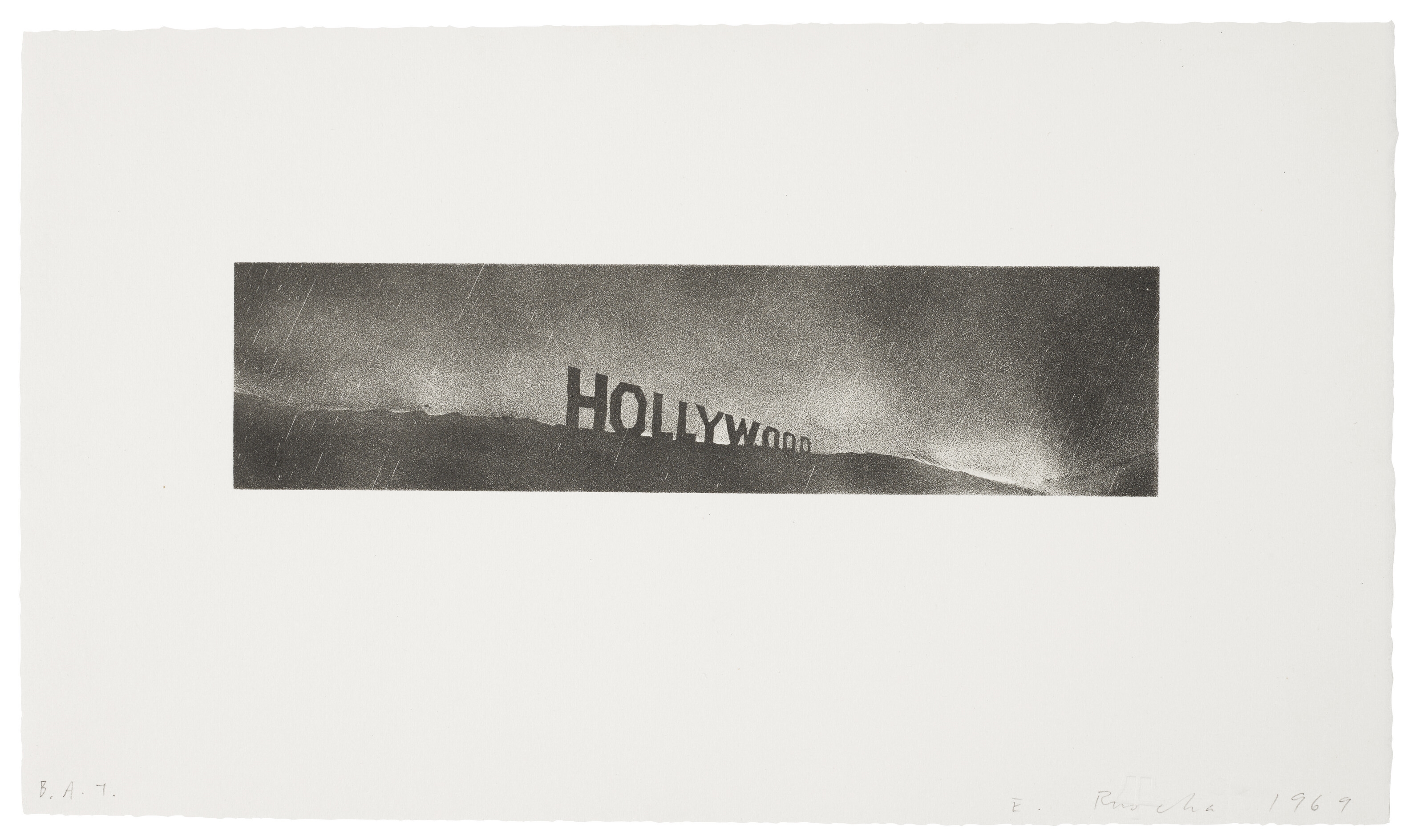 Ed Ruscha | Hollywood in the Rain (1969) | MutualArt