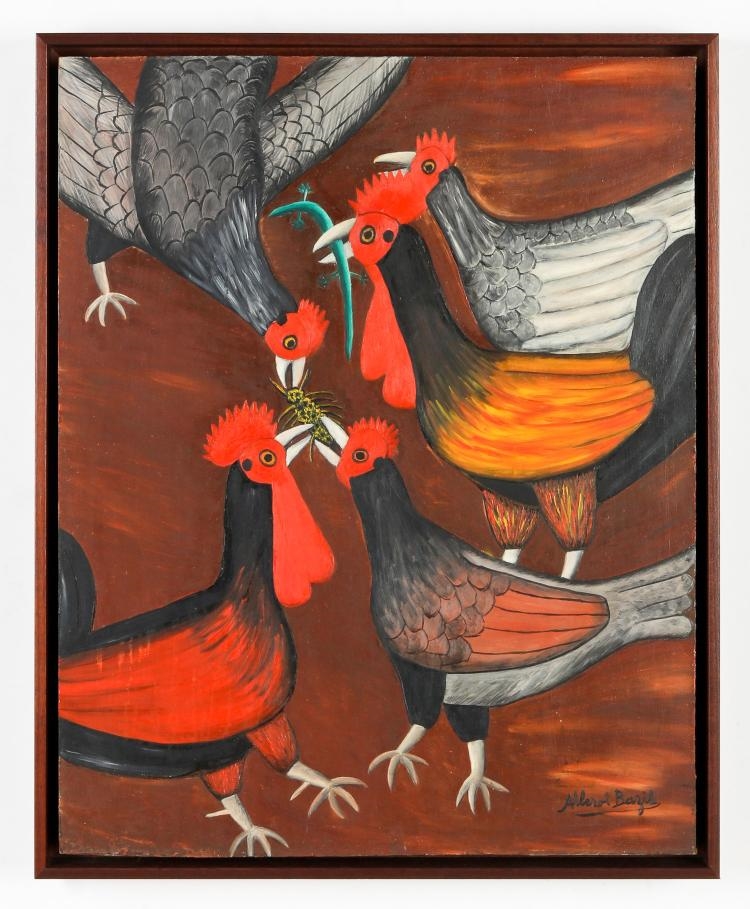 Alberoi Bazile | Chickens Eating Bugs and Lizard | MutualArt