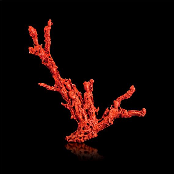 Chinese School, 19th Century | Important group carved in red coral ...