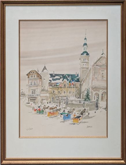 Georges Damin | View of the Hôtel de Ville de Lyon in winter. | MutualArt