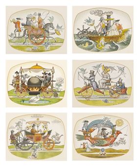 Eric George Fraser | A set of six depictions of fantastical modes of ...