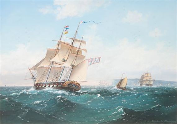 Michael Matthews | Marine scene with battleships | MutualArt