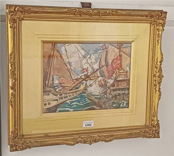 John Milne Purvis | Galleons at War (1908) | MutualArt