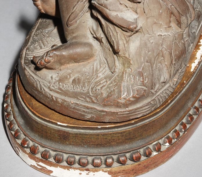 Fernand Cian | A patinated terracotta proof depicting two lovers on a ...
