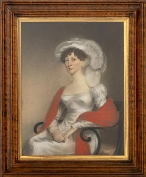 Rolinda Sharples | Portrait of a Seated Lady in White Dress, Feather ...