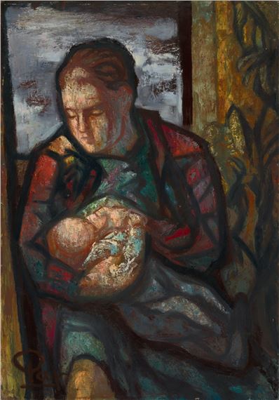 Gyula Pap | Stillende Mutter (1950) | MutualArt