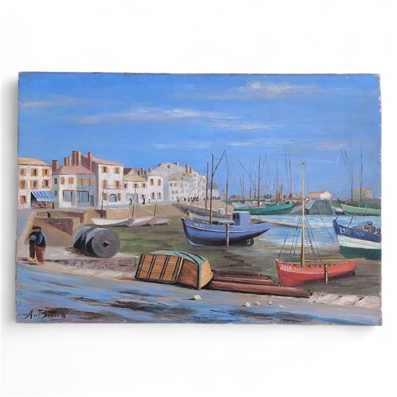 French School, 19th Century | L'Ile d'Yeu, barques et thoniers à Port ...