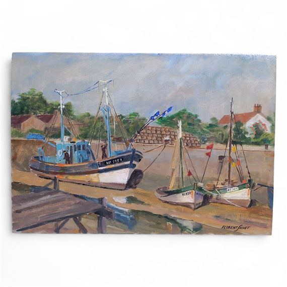 Florent Sichet | Noirmoutier, chalutier et barques le long du quai ...