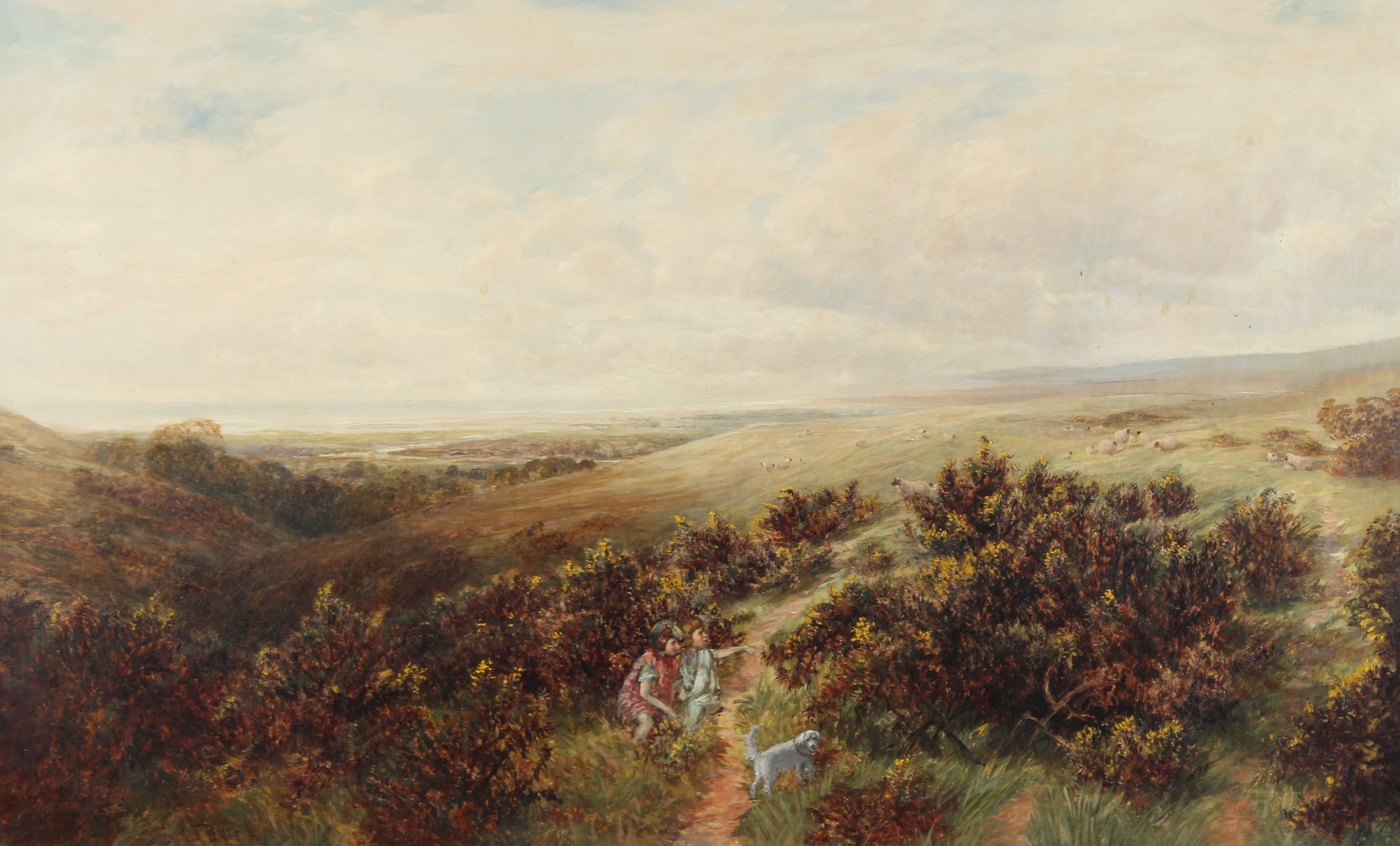 Charles Thomas Burt | Coastal path with children playing in the gorse ...