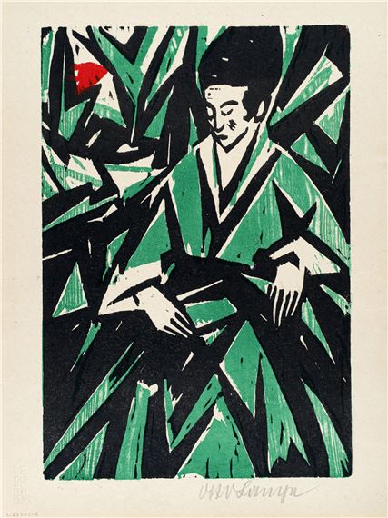 Otto Lange | Dame in Grün (1916) | MutualArt
