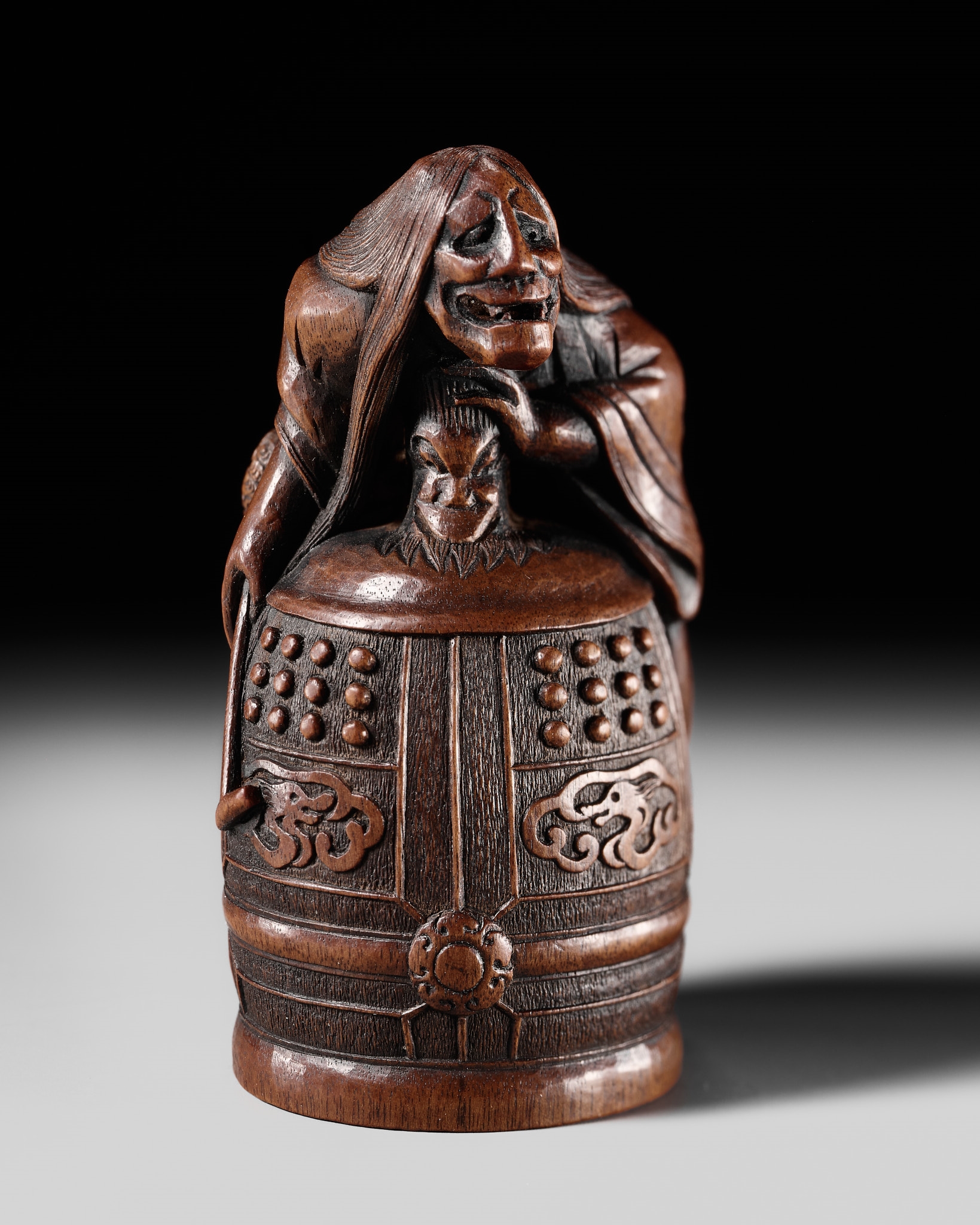 Ikkan | A Superb Wood Netsuke of Kiyohime (Early 19th Century) | MutualArt