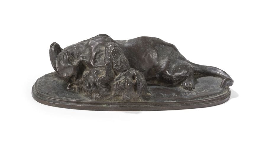 Emmanuel Frémiet | BRONZE GROUP WITH BROWN PATINA | MutualArt