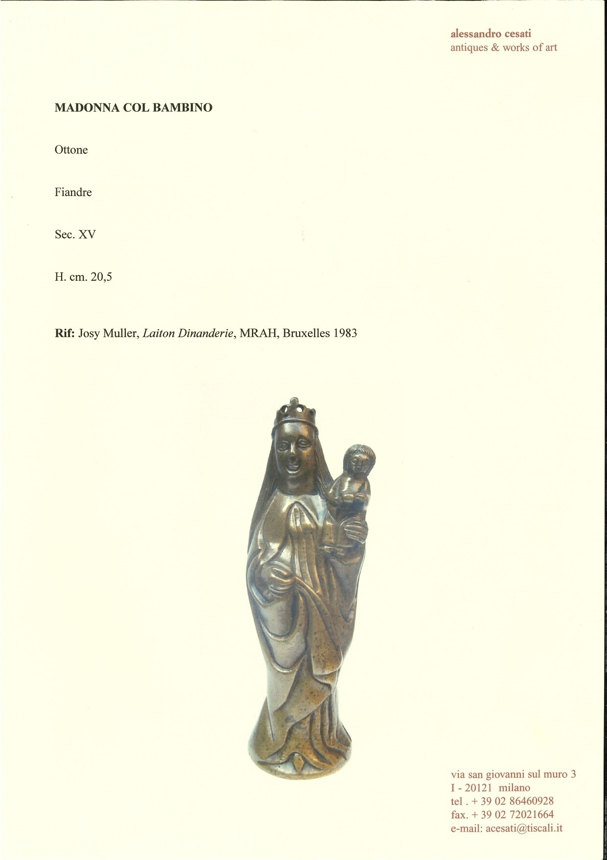 Flemish School, 15th Century | Brass sculpture representing Madonna and ...