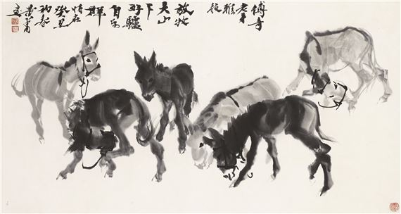Huang Zhou | Six Donkeys (1973) | MutualArt