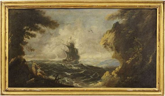Gaetano Ottani | Veduta marina con vascello | MutualArt