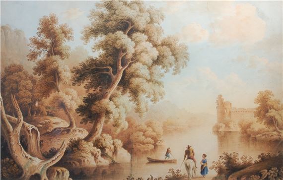 William Havell | A river scene with figures | MutualArt