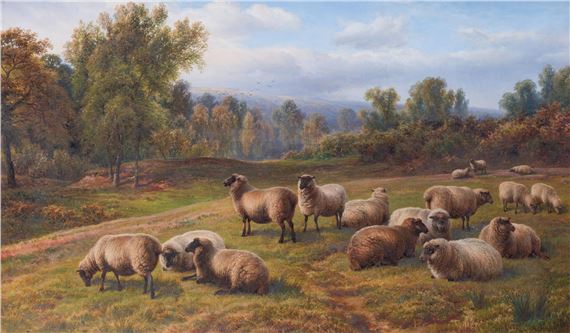 Charles Jones | SHEEP IN A WOODED LANDSCAPE (1891) | MutualArt