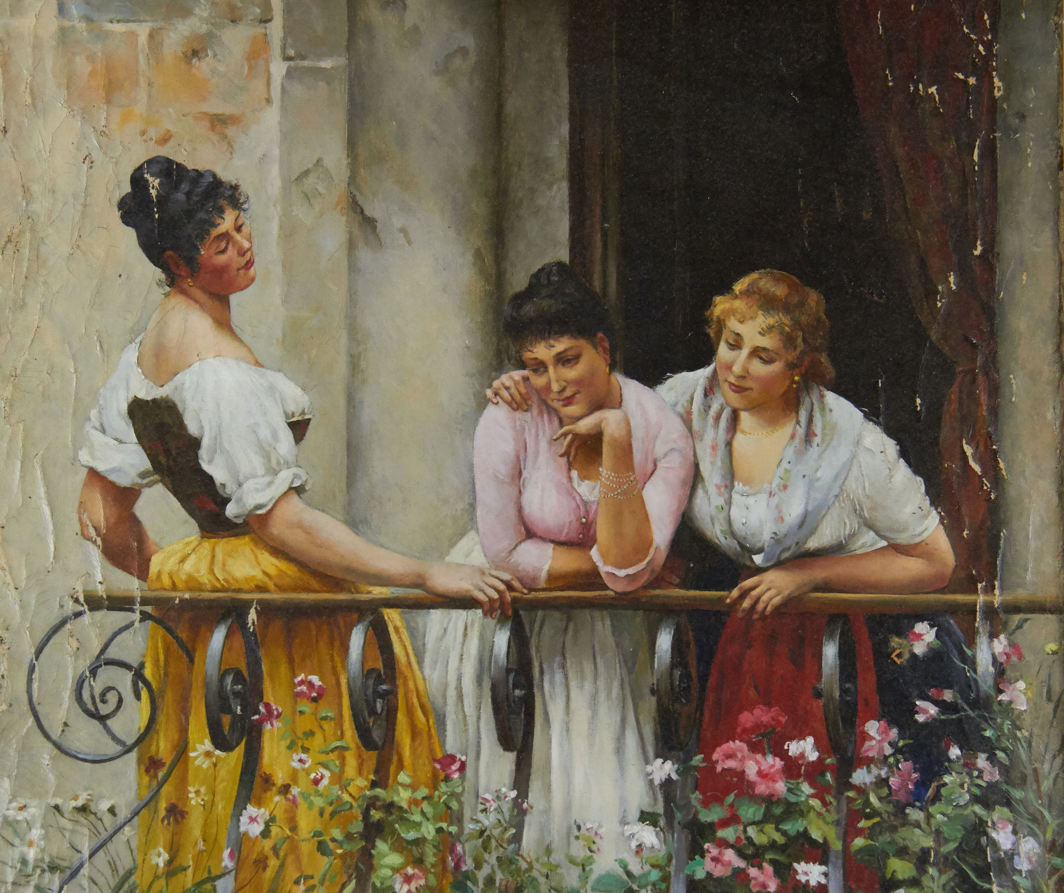 Eugene de Blaas | Women on Balcony (1890) | MutualArt