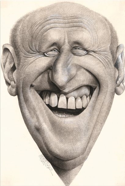 Jean Mulatier | Portrait of Bourvil (1970) | MutualArt