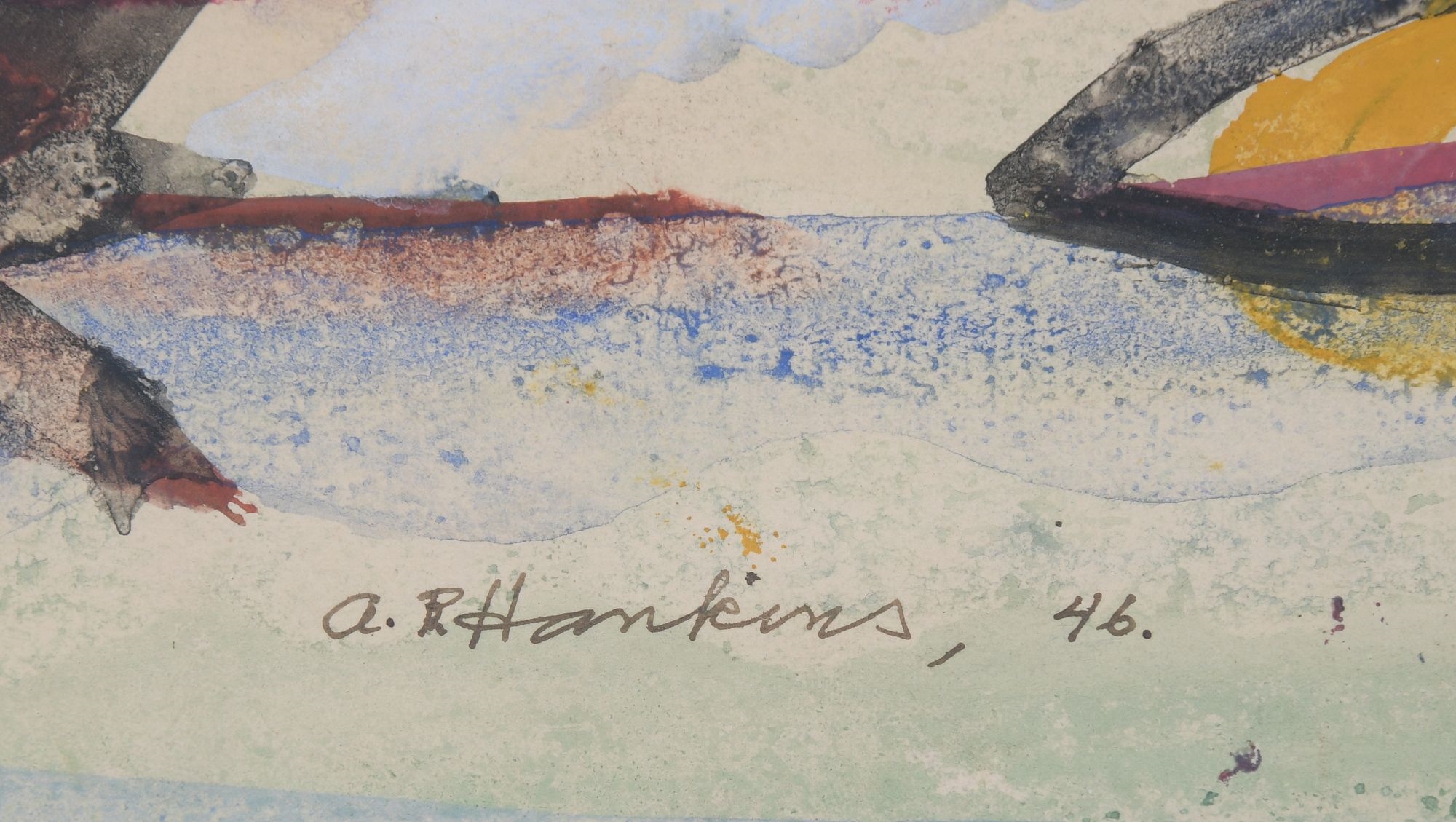 Abraham Hankins | Boats with fishing nets (1946) | MutualArt