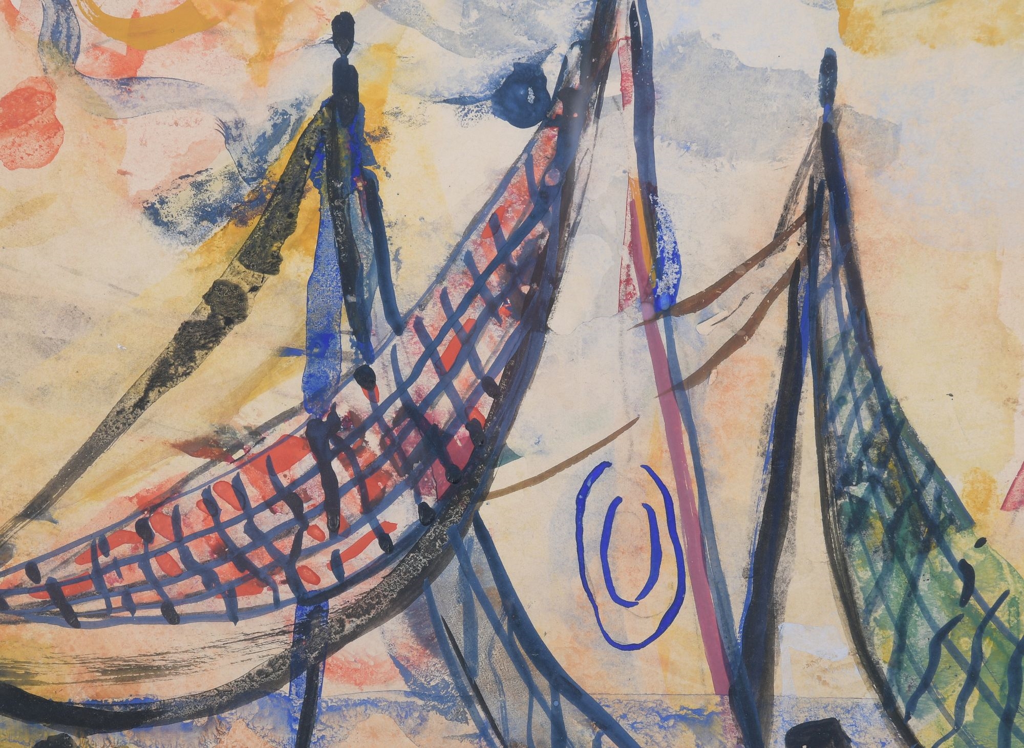 Abraham Hankins | Boats with fishing nets (1946) | MutualArt