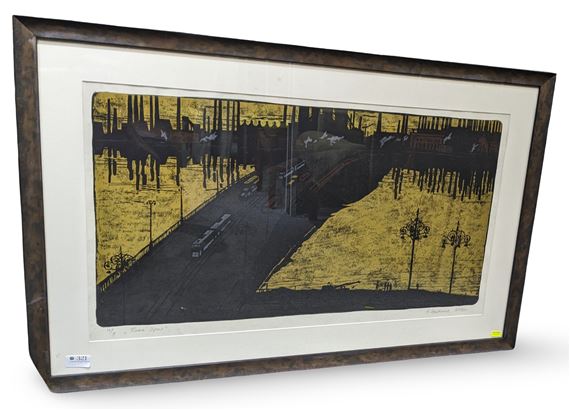 Nikolai Tretyakov | Limited edition signed block print of a riverside ...