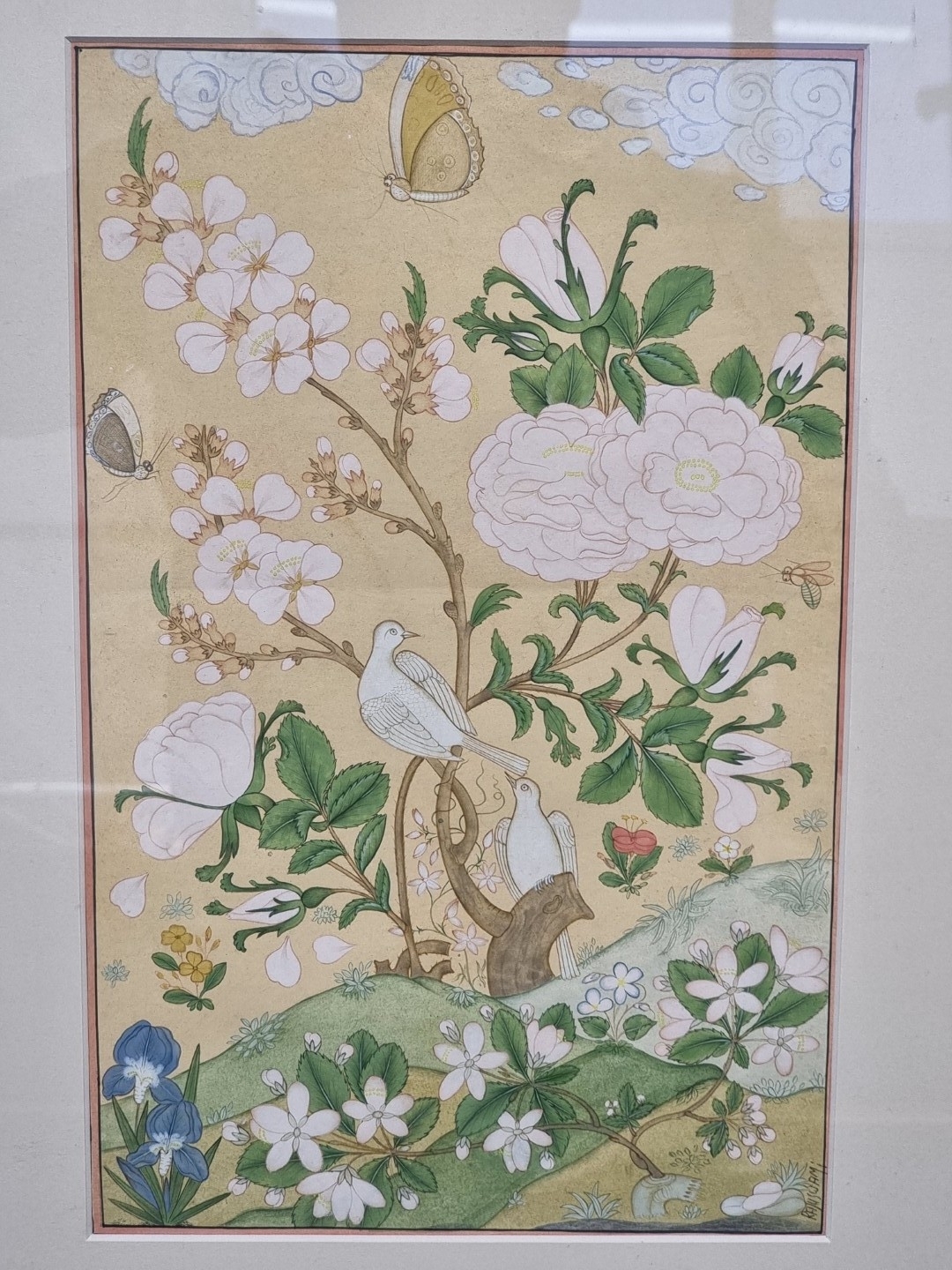 Raju Swami | birds in a flowering tree with butterflies | MutualArt