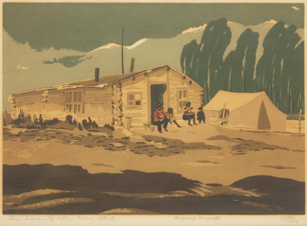 George Weber | Cree Log Cabin, Mameo Alberta (1950) | MutualArt