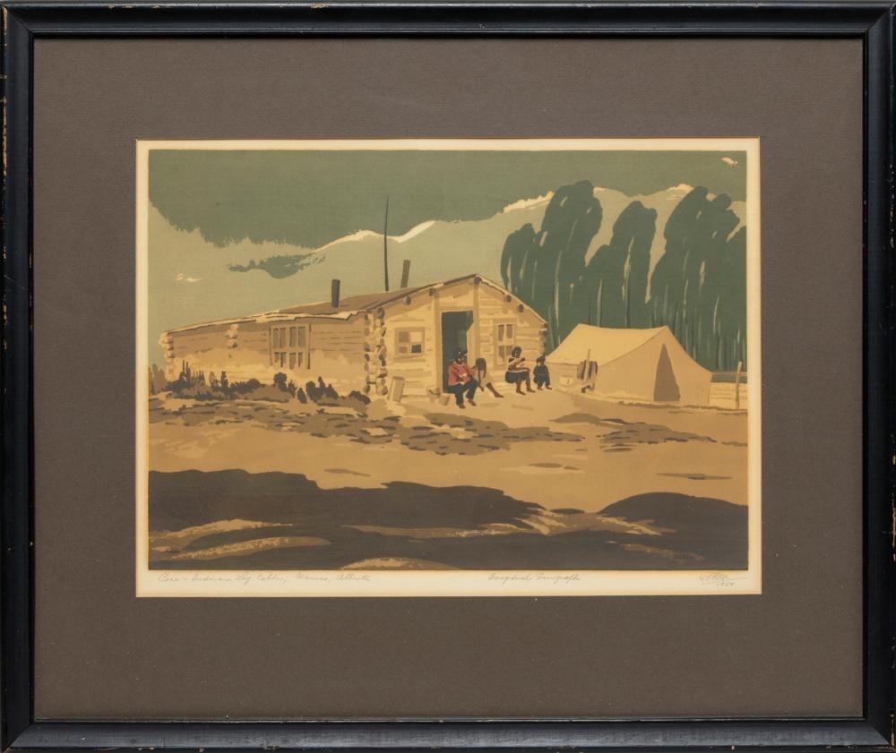 George Weber | Cree Log Cabin, Mameo Alberta (1950) | MutualArt