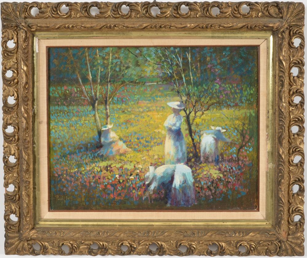 Donald Roy Purdy | Impressionist landscape of women picking wildflowers ...