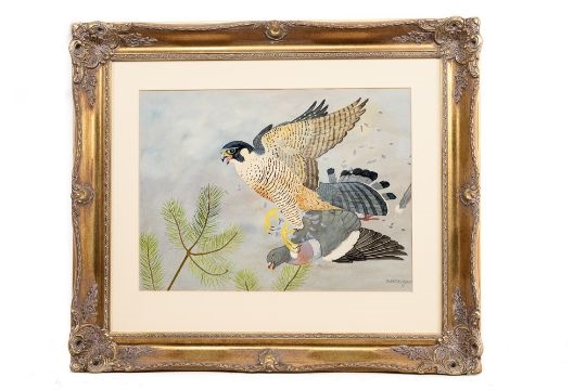 Ralston Gudgeon | PEREGRINE TIERCEL STRIKING WOOD PIGEON | MutualArt