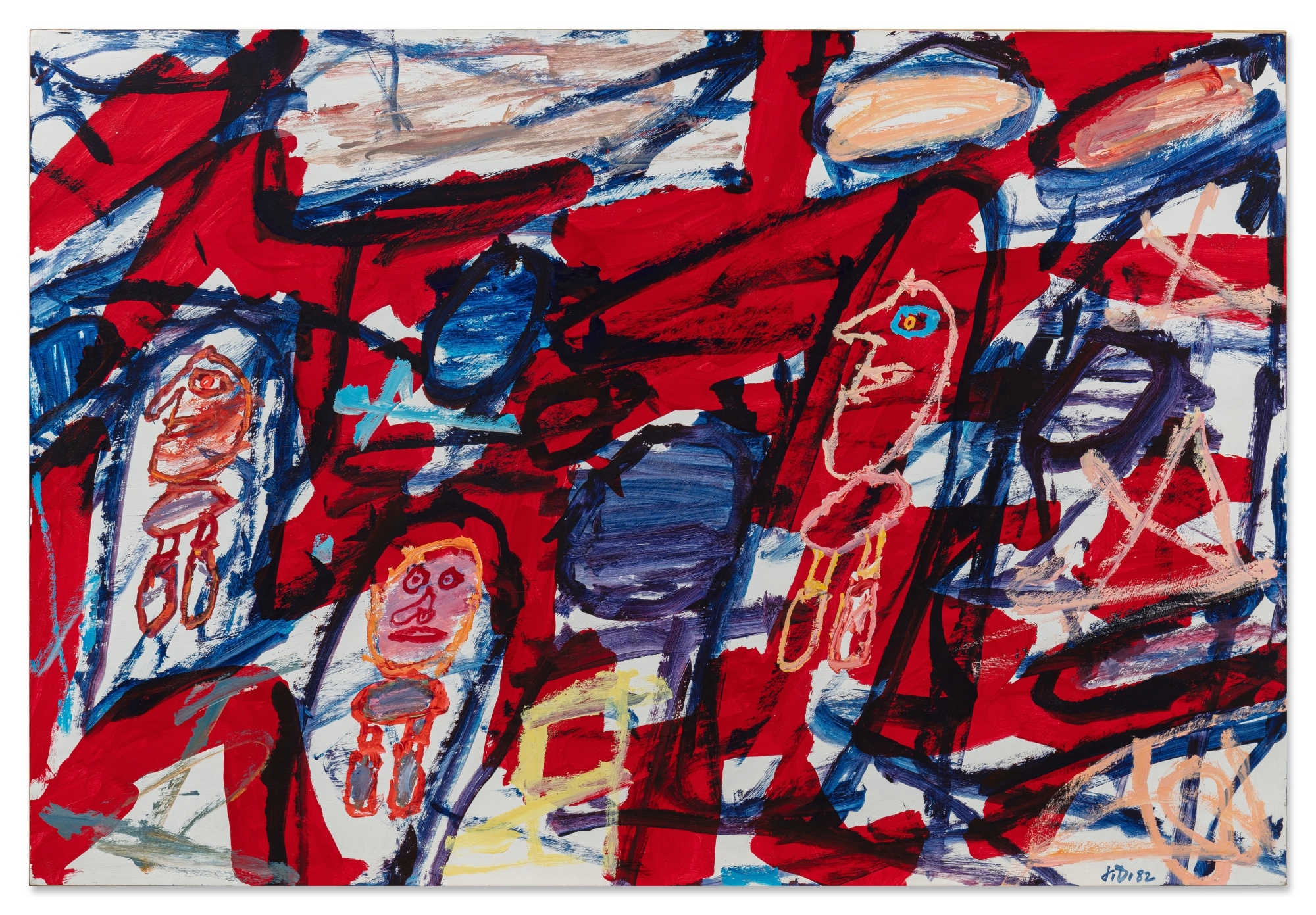 Jean Dubuffet | Site aléatoire avec 3 personnages (1982) | MutualArt