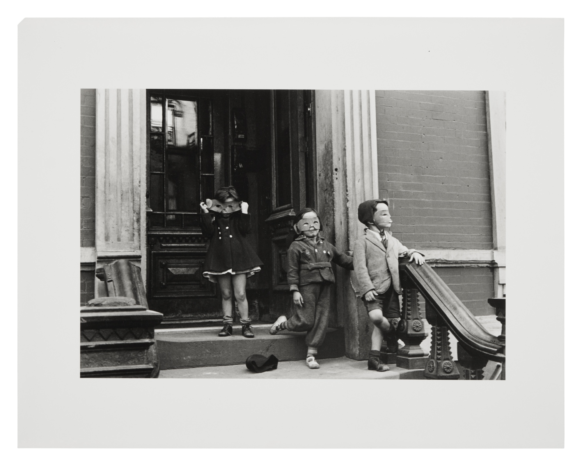 Helen Levitt | N. Y. (Three Kids in Masks (Circa 1940) | MutualArt