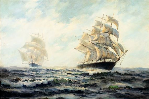 James Poole | Two Clipper Ships on Open Seas | MutualArt