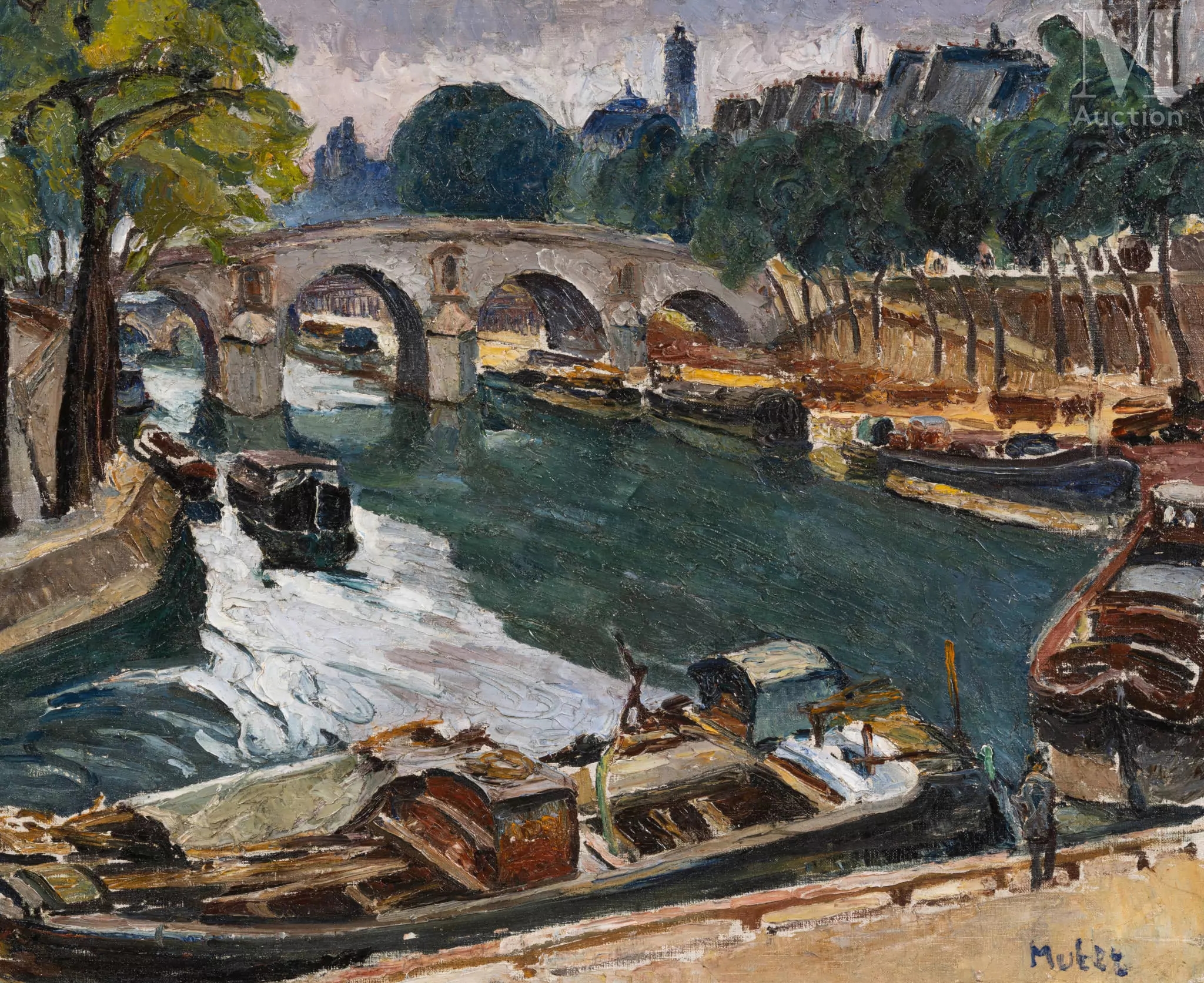 Maria-Mela Muter | Péniches en bord de Seine (Circa 1930) | MutualArt