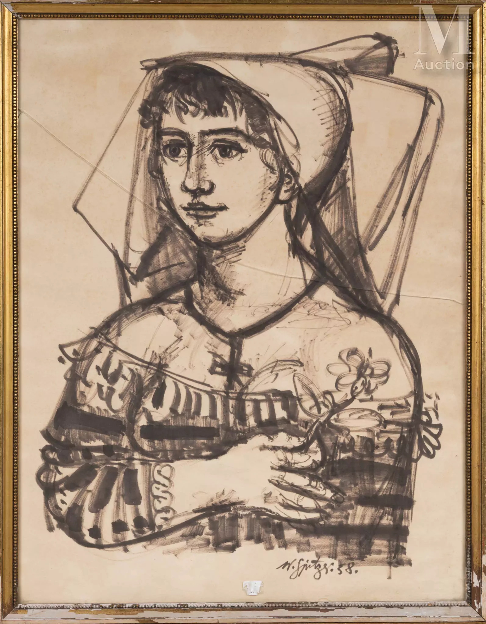 Walter Spitzer | Portrait de femme (1958) | MutualArt