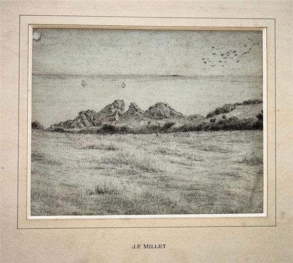 Jean-François Millet | La roche du Castel sous Greville (1870) | MutualArt