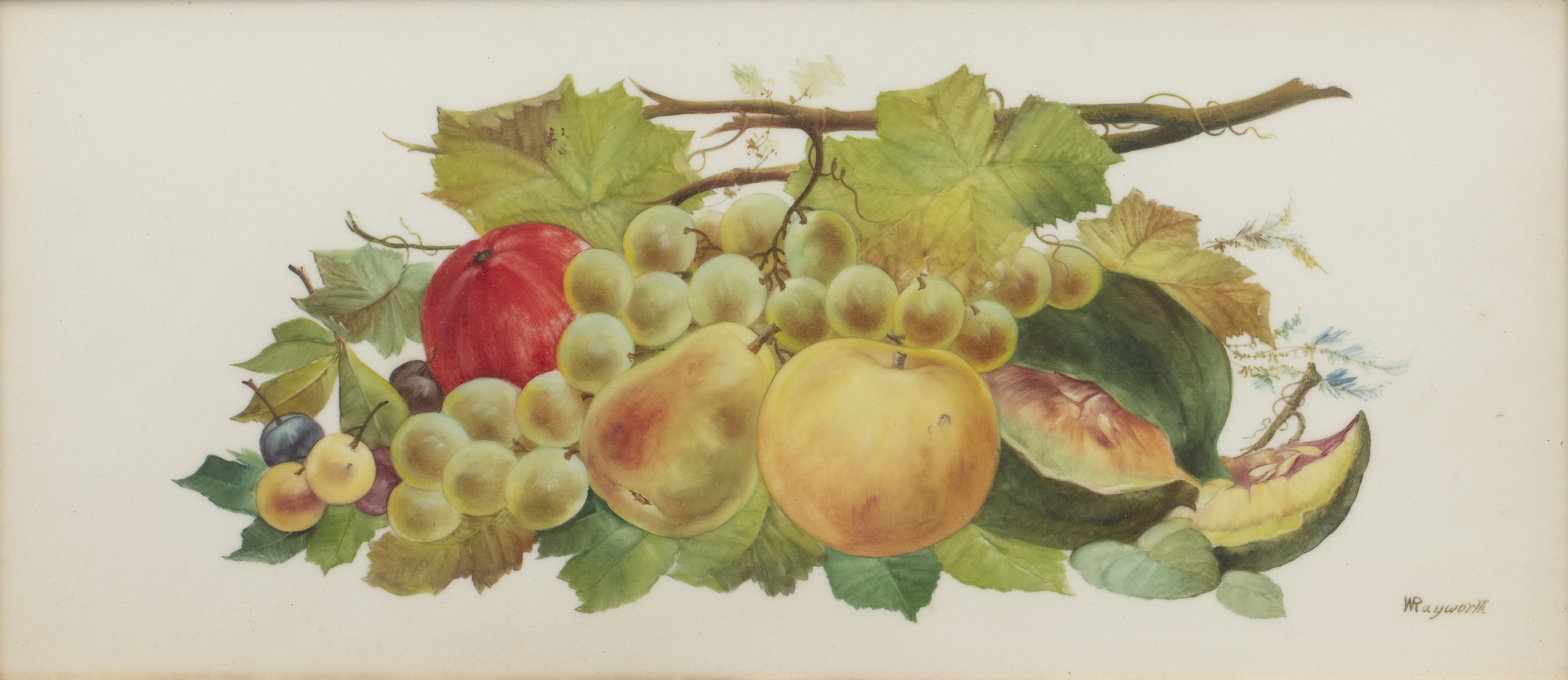 William Rayworth | Still life - an array of fruit with vine branch ...
