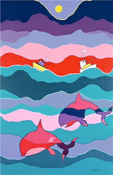 Ted Harrison | Playing Whales (1990) | MutualArt