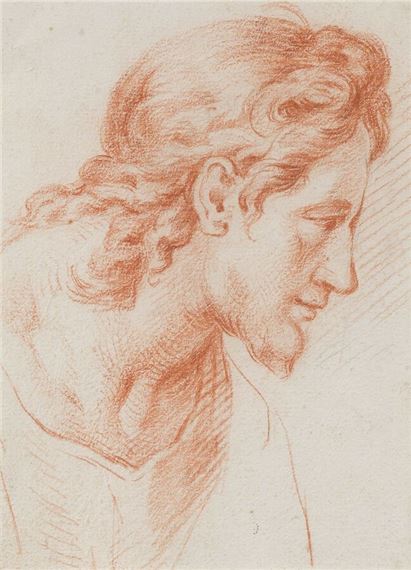 Italian School, 17th Century | Study for a Christ head in right profile ...