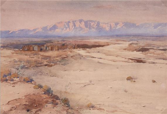 Gerald Cassidy | Untitled (Desert Landscape with Adobe and Mountains ...